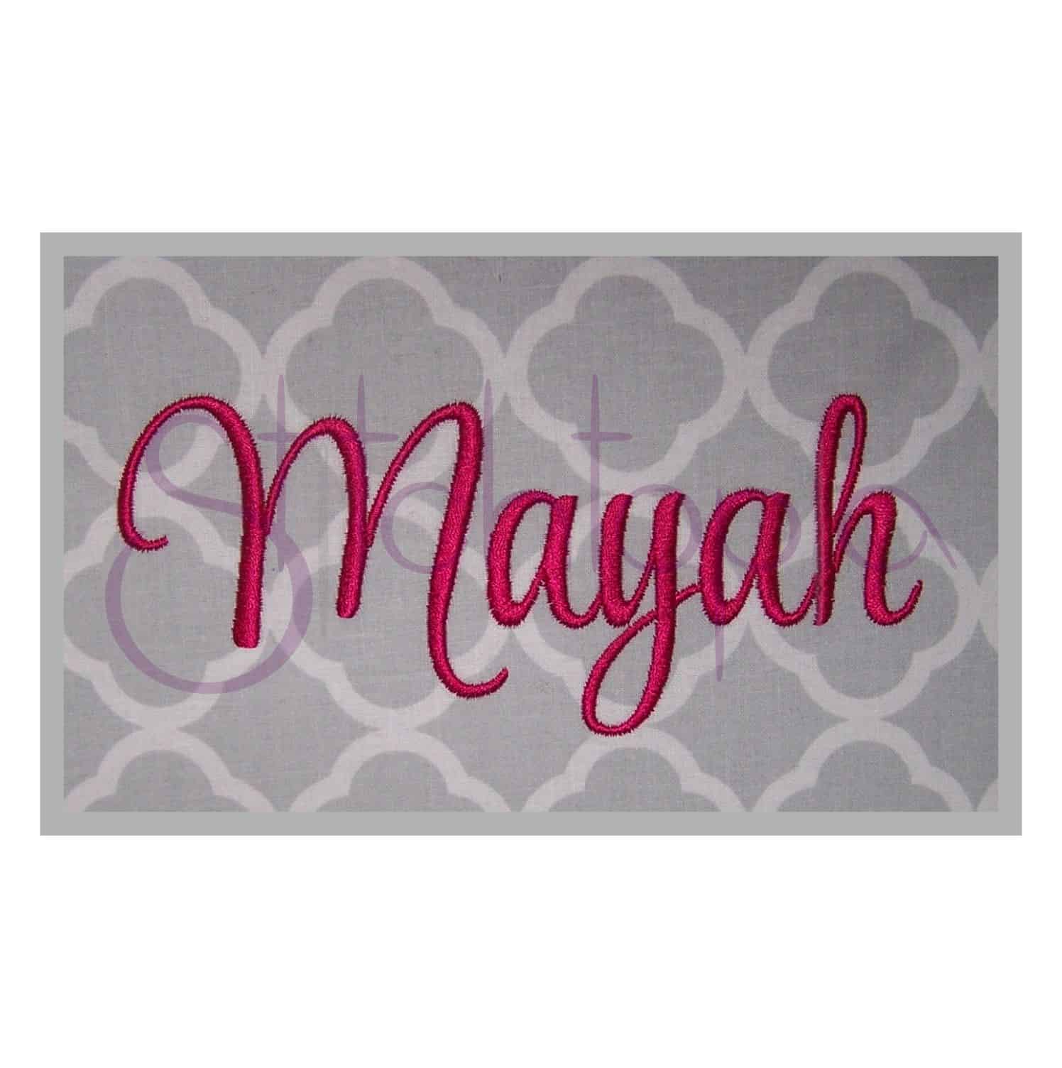 Mayah 1 Embroidery Font Set – 1″, 2″, 3″ – Stitchtopia