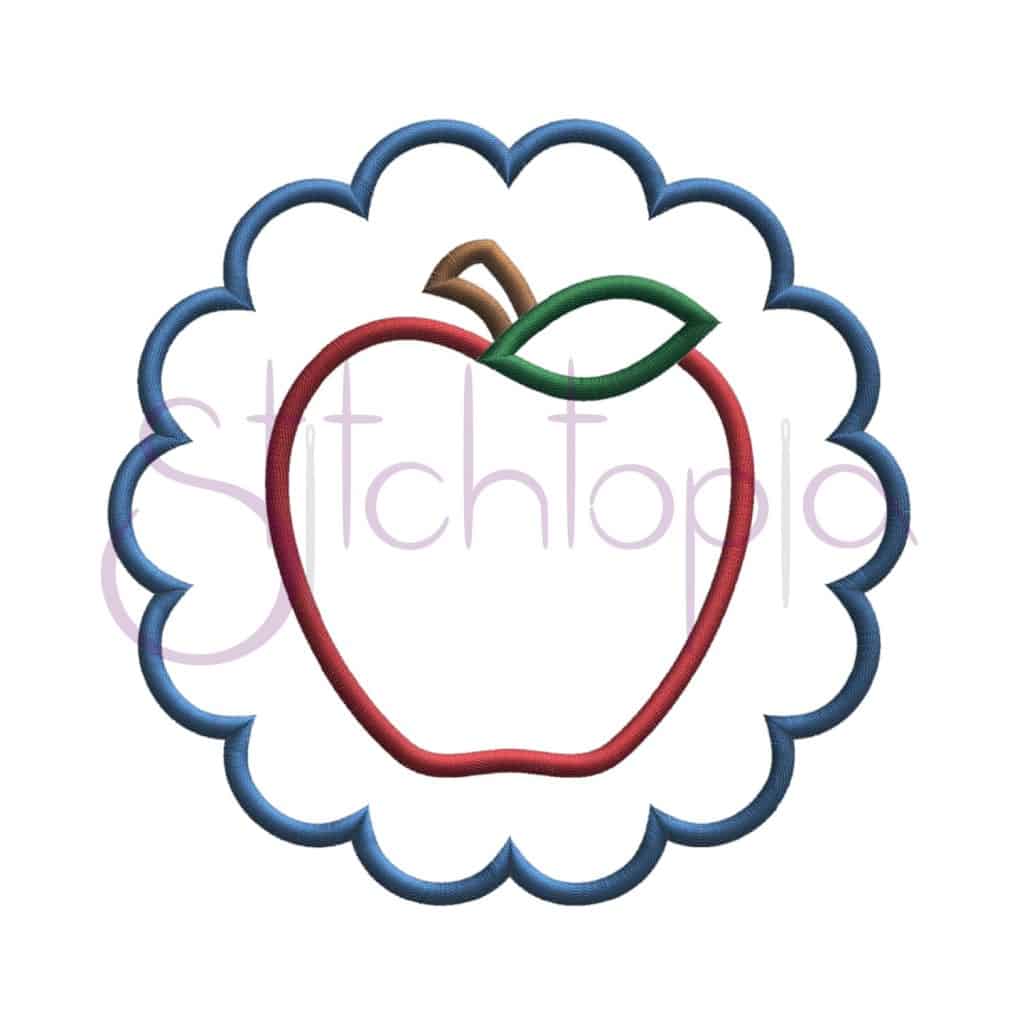 Apple Scalloped Applique Frame - Stitchtopia