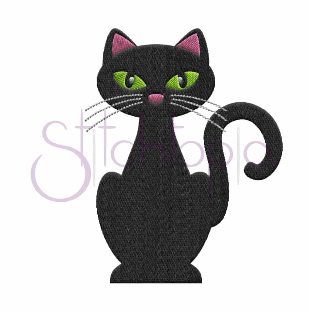 Halloween Black Cat Embroidery Design Stitchtopia