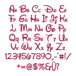 Disney Embroidery Font - .5" 1" 1.25" 1.5" 2" 2.5" 3" - Stitchtopia