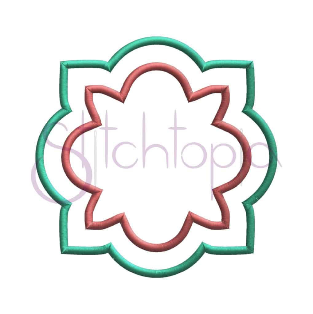 Quatrefoil Flower Applique Frame - 2 Fabric - Stitchtopia