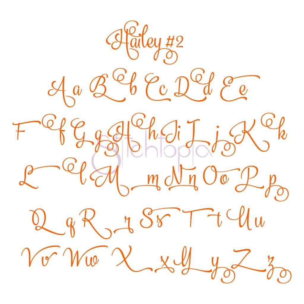Hailey Embroidery Font Bundle 1-4 & 10 Accents Small - Stitchtopia