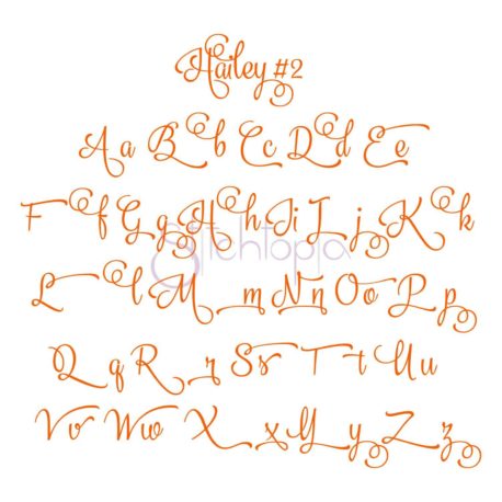 Hailey Embroidery Font #2 - .5" 1" 1.5" 2" 2.5" 3" - Stitchtopia