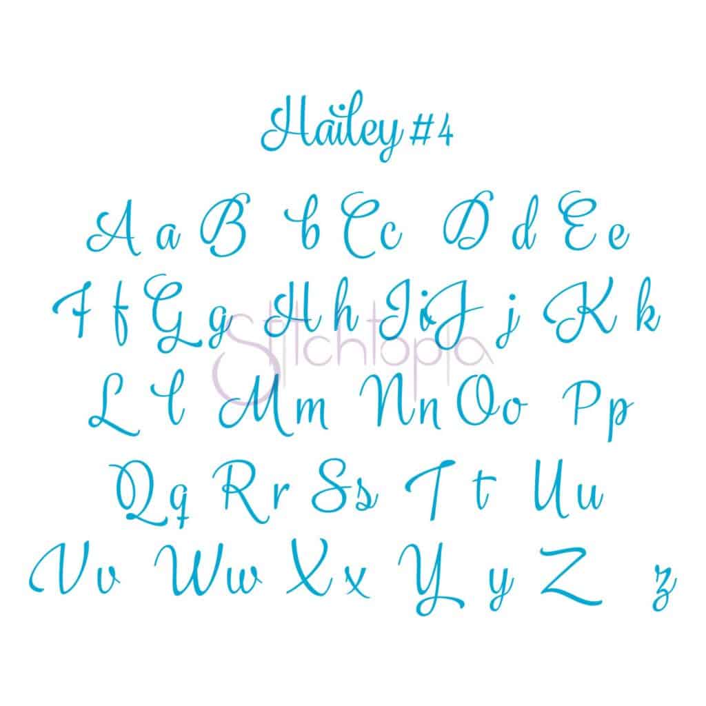 Hailey Embroidery Font Bundle 1-4 & 10 Accents Small - Stitchtopia
