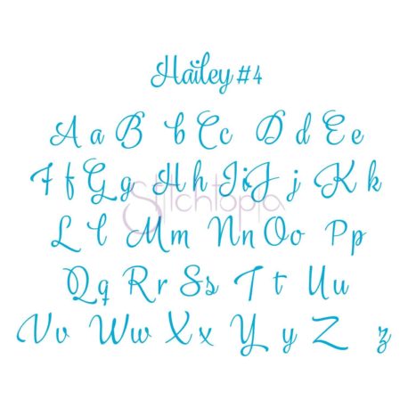 Hailey Embroidery Font #4 - .5" 1" 1.5" 2" 2.5" 3" - Stitchtopia