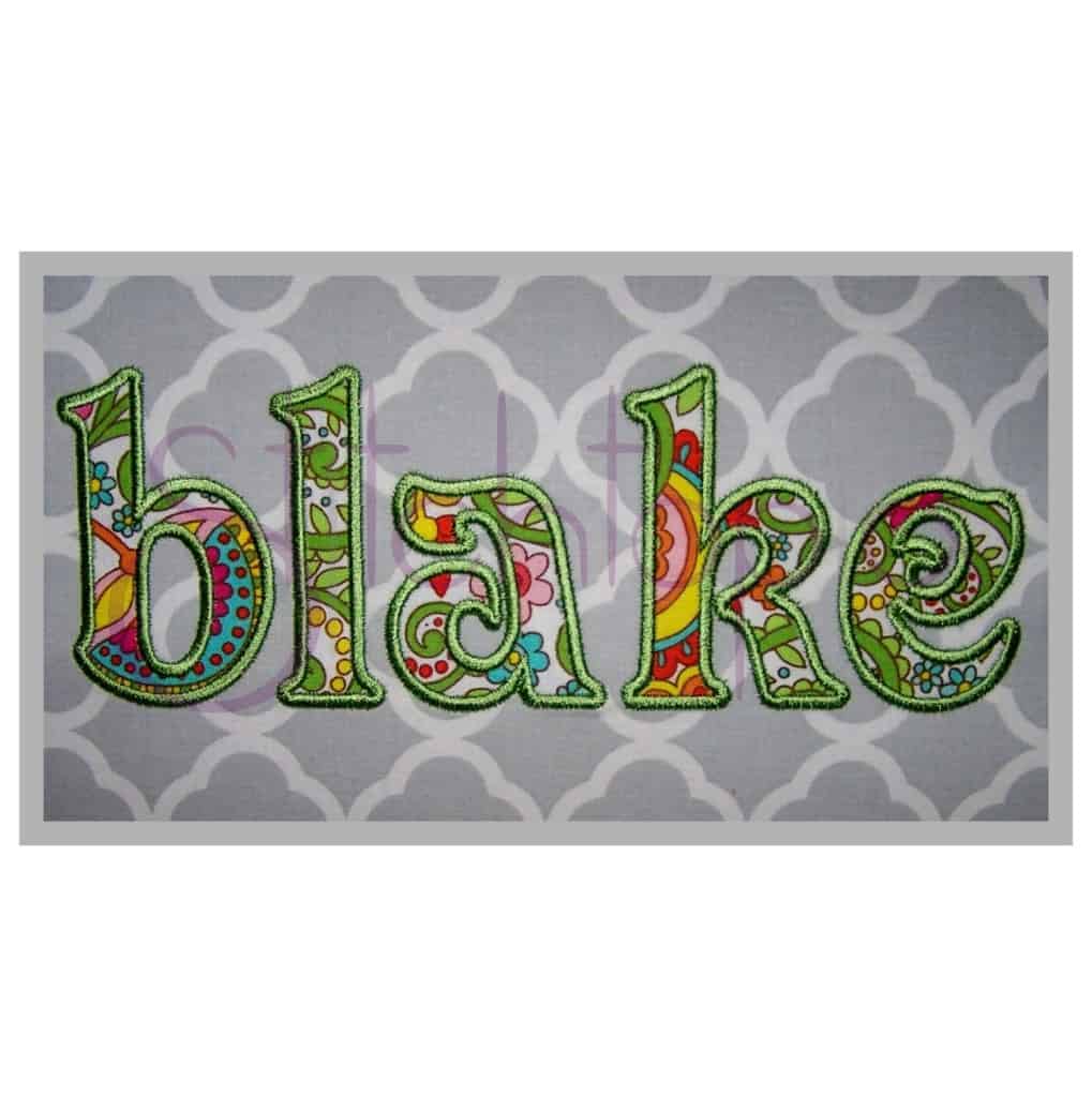 Embroidery applique font Blake lowercase instant download bx | Stitchtopia
