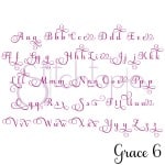 Grace Embroidery Font Bundle #1-6 - 1" 1.5" 2" 2.5" 3" 4" - Stitchtopia