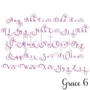 Grace Embroidery Font Bundle #1-6 - 1" 1.5" 2" 2.5" 3" 4" - Stitchtopia