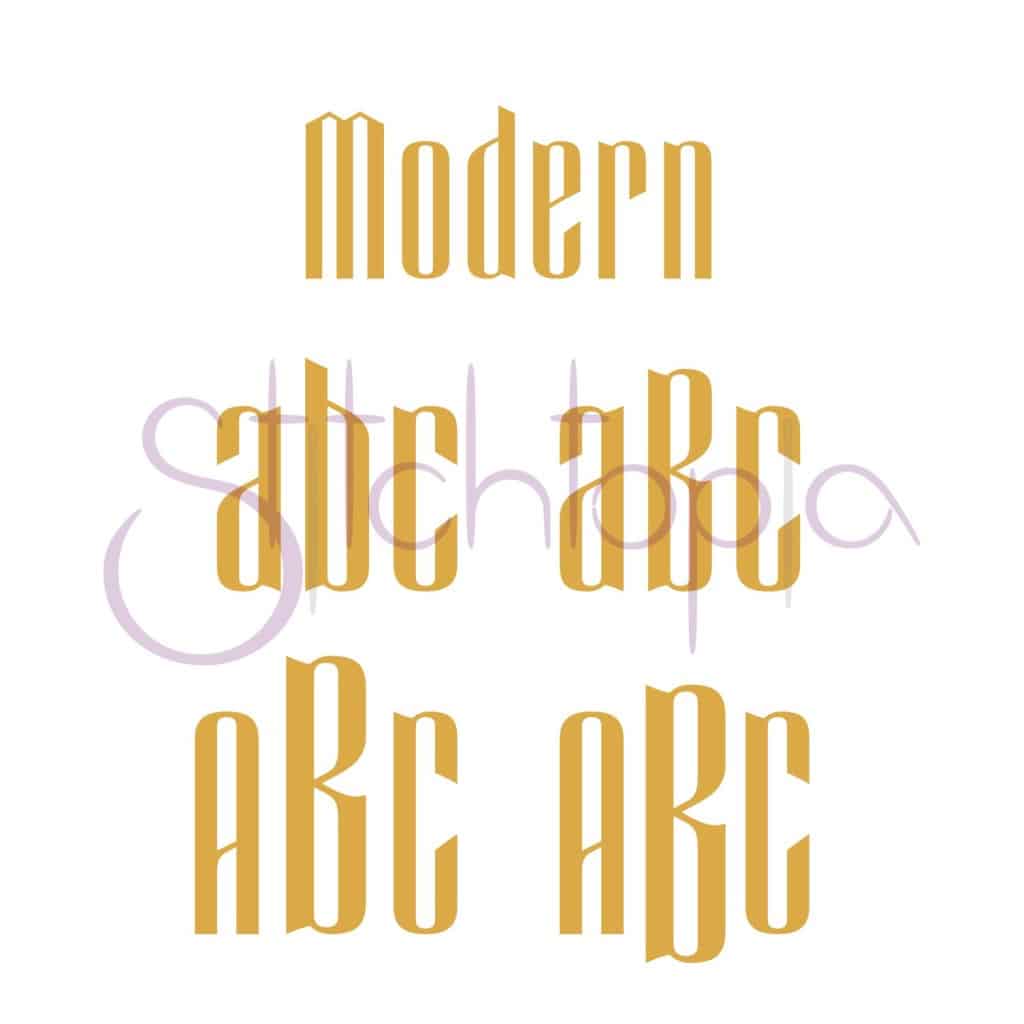 Modern Monogram Font Set - 3", 4", 5", 6", 7" - Stitchtopia