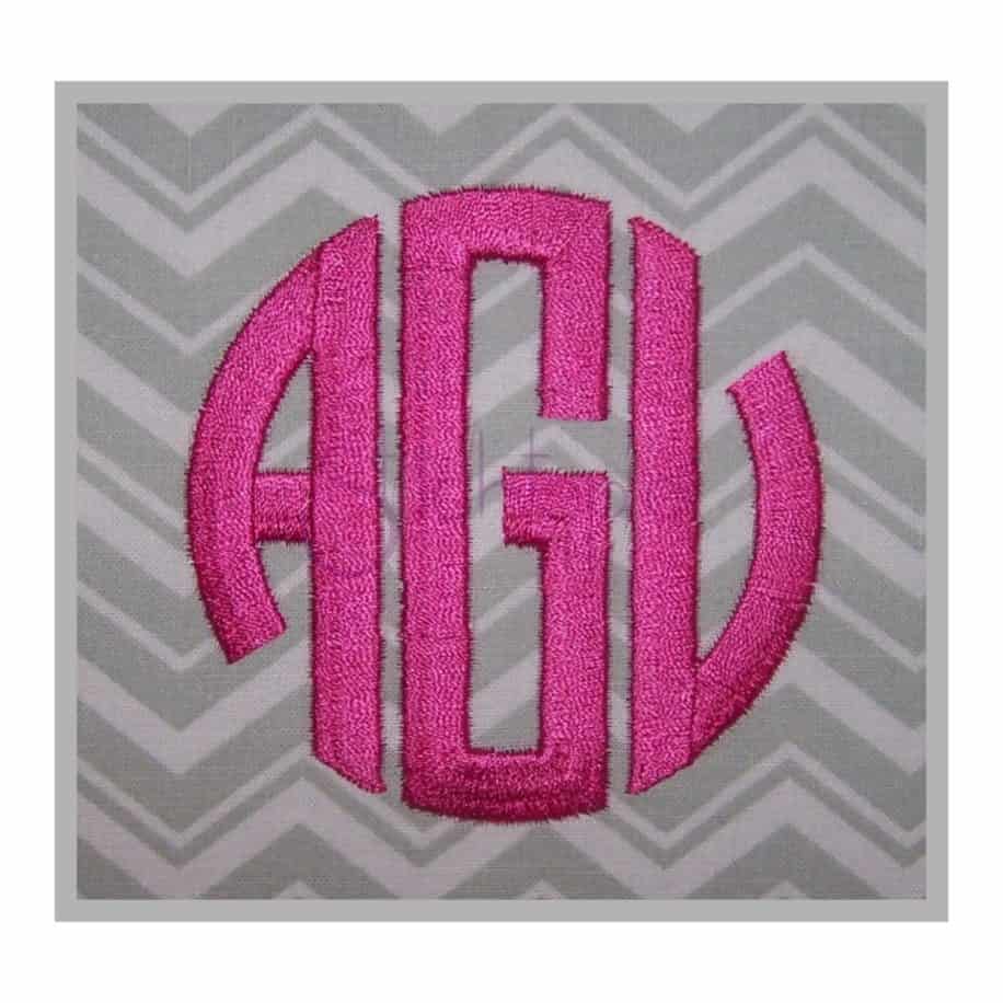 3-Letter monogram circle embroidery font instant download | Stitchtopia