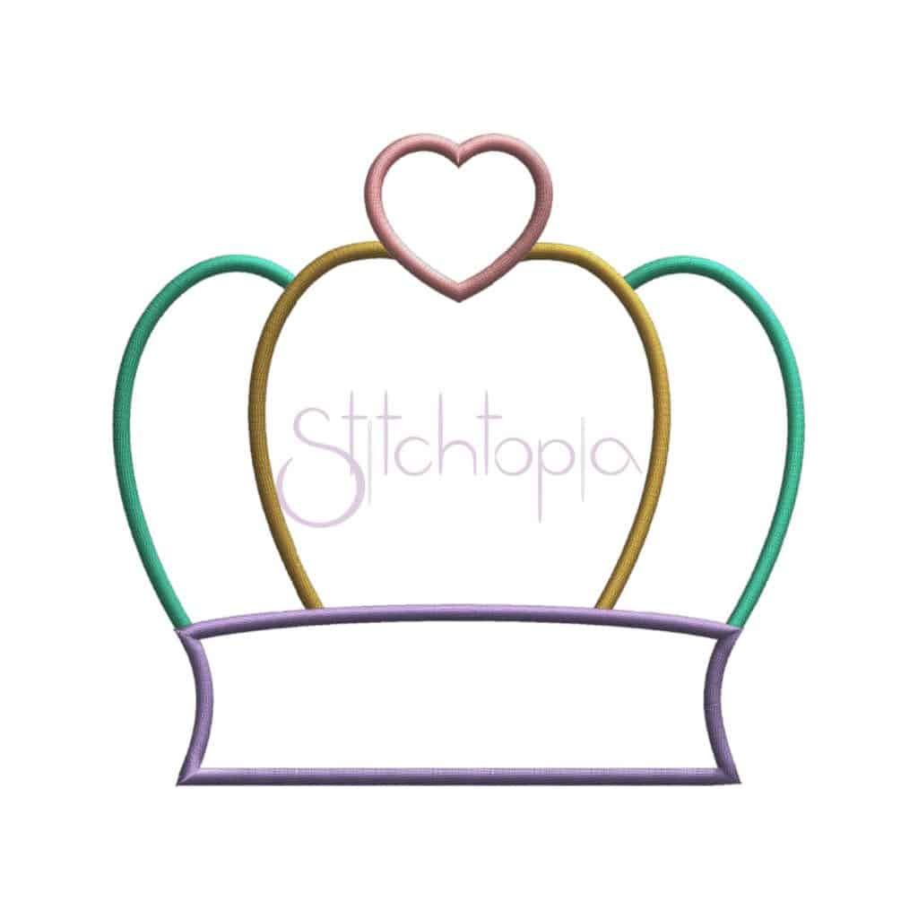 Crown Applique Design with Heart - Stitchtopia