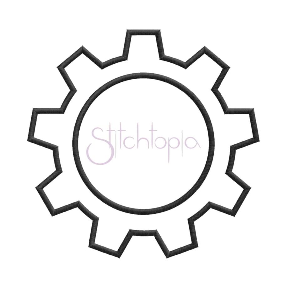 Gear Applique Frame - 1 Fabric - Stitchtopia