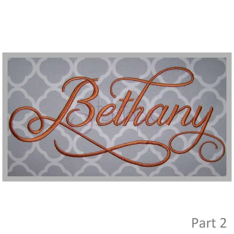 Embroidery script font Bethany machine embroidery bx font | Stitchtopia