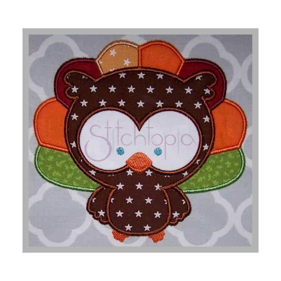Fall Owl Native American Indian Applique Design - Stitchtopia