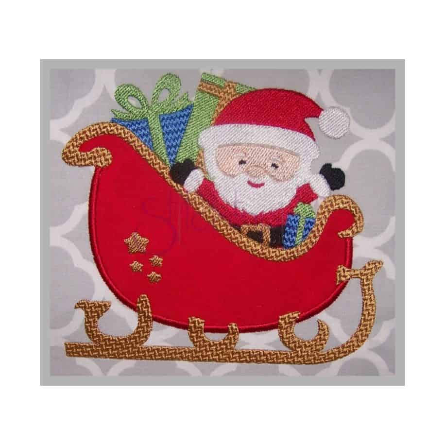 Christmas Santa's Sleigh Applique Design - Stitchtopia