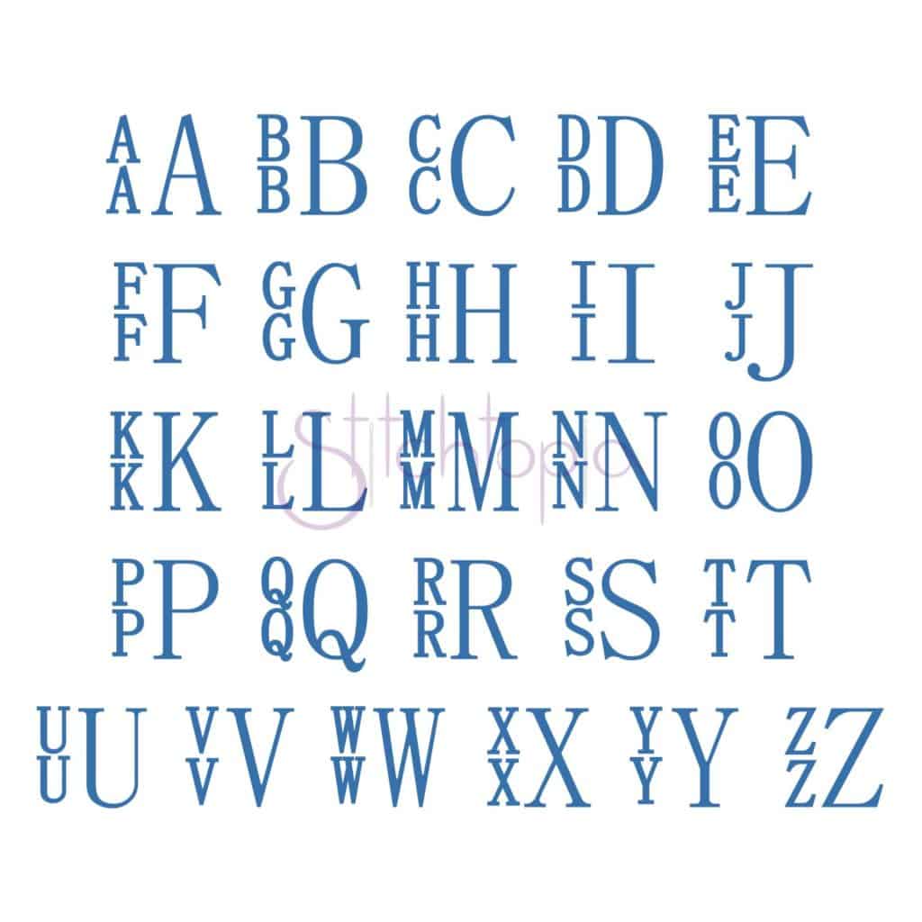 Stacked Monogram Font 3.5" 4" 5" 6" 7" 8" 9" - Stitchtopia