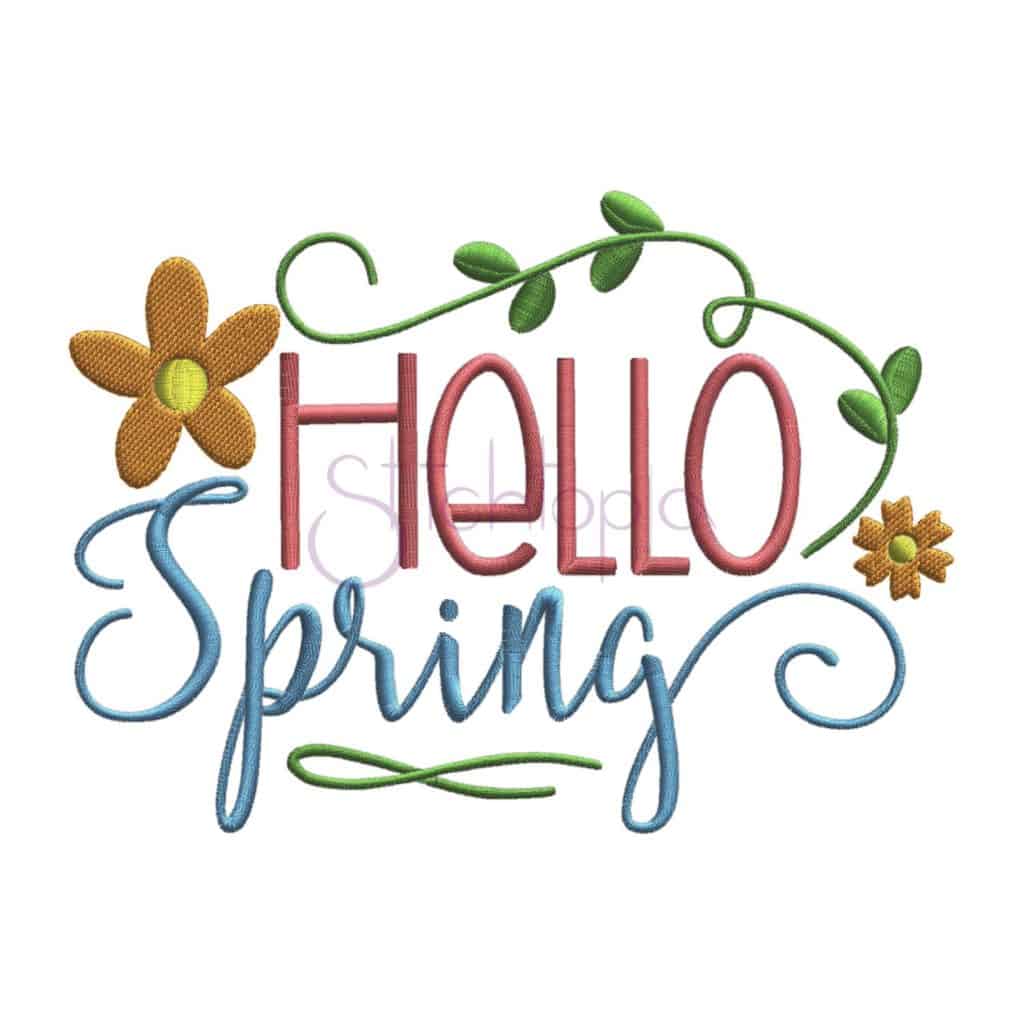 Hello Spring Embroidery Design - Stitchtopia