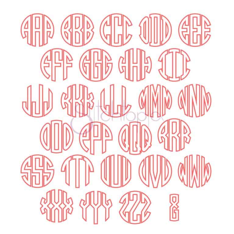 Circle 3-Letter Applique Monogram Satin 4.5", 5", 6" - Stitchtopia