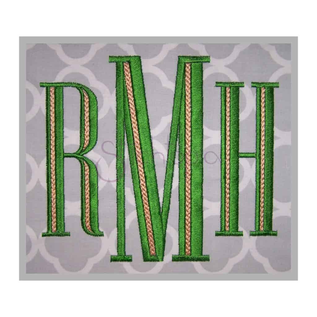 Engraved Filled Embroidery Monogram Font 2" 2.5" 3" 3.5" 4" - Stitchtopia