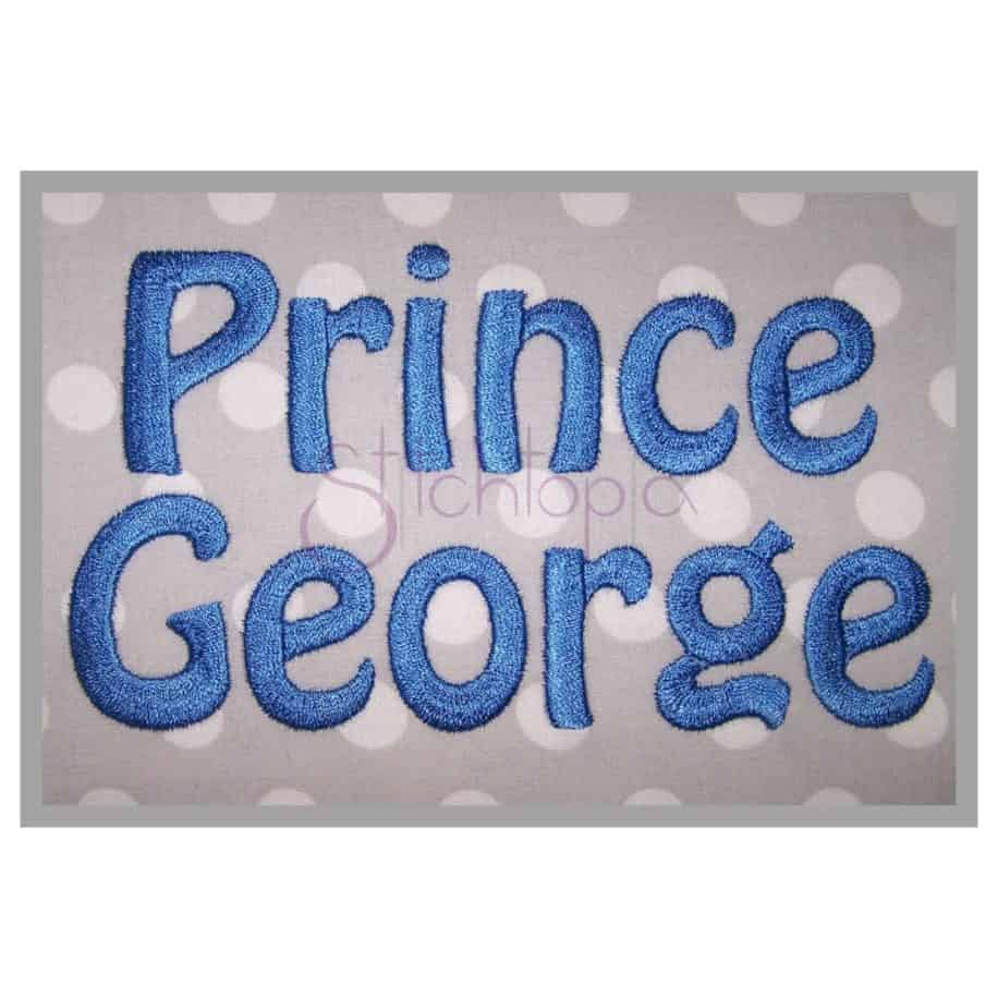 Prince George Embroidery Font - .5" 1" 1.5" 2" 2.5" 3" - Stitchtopia