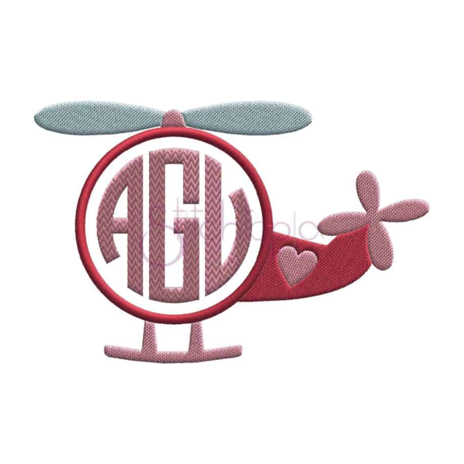 Heart Helicopter Monogram Applique Frame - Stitchtopia