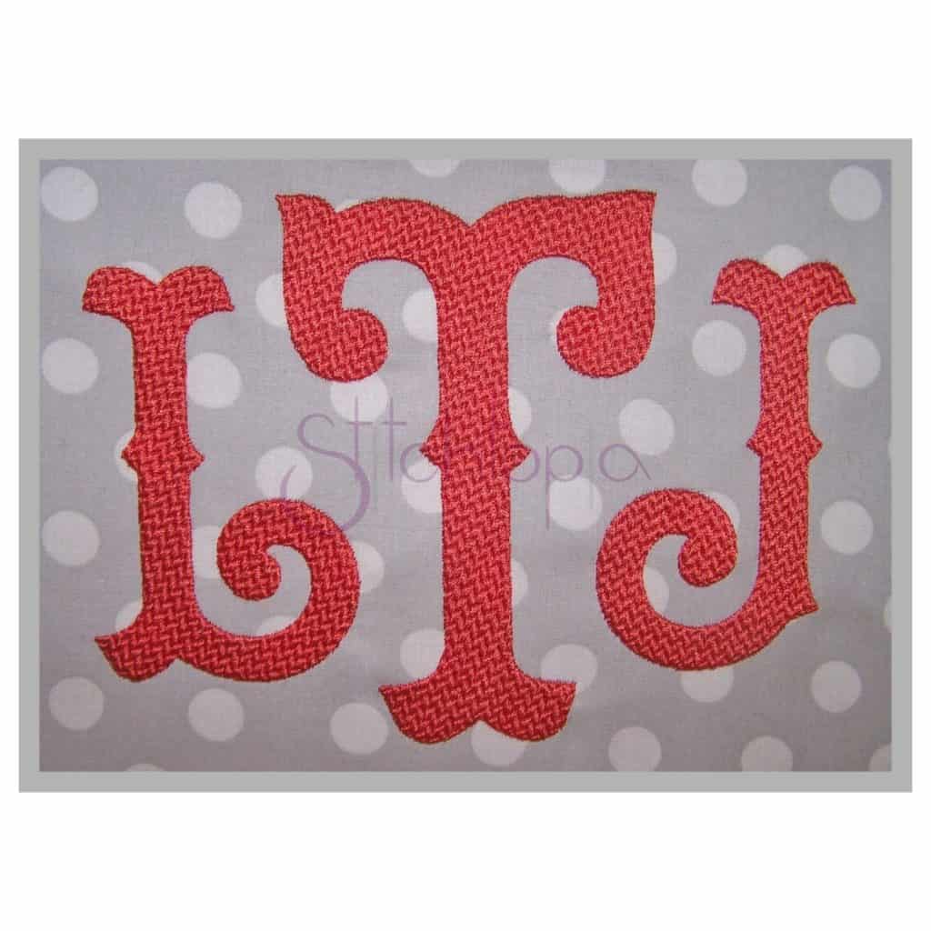 Fishtail Filled Embroidery Monogram - 4" 5" 6" 7" 8" 9" - Stitchtopia