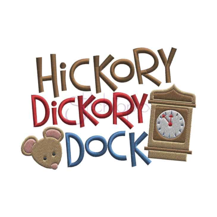 Nursery Rhymes Hickory Dickory Dock Embroidery Design - Stitchtopia
