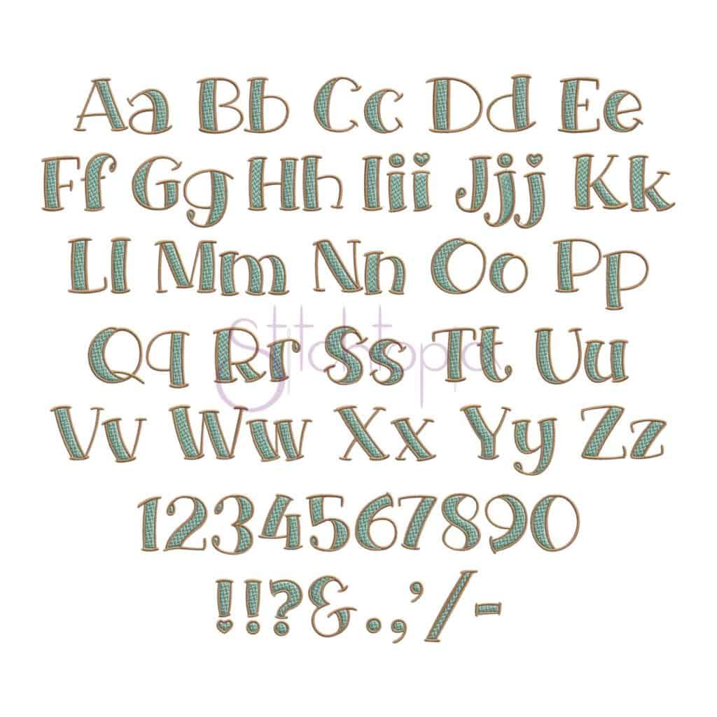 Adele Filled Embroidery Font - 1" 1.5" 2" 2.5" 3" - Stitchtopia