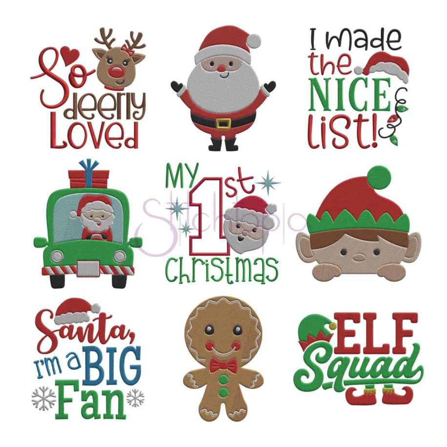 Christmas Embroidery & Word Design Set - Stitchtopia