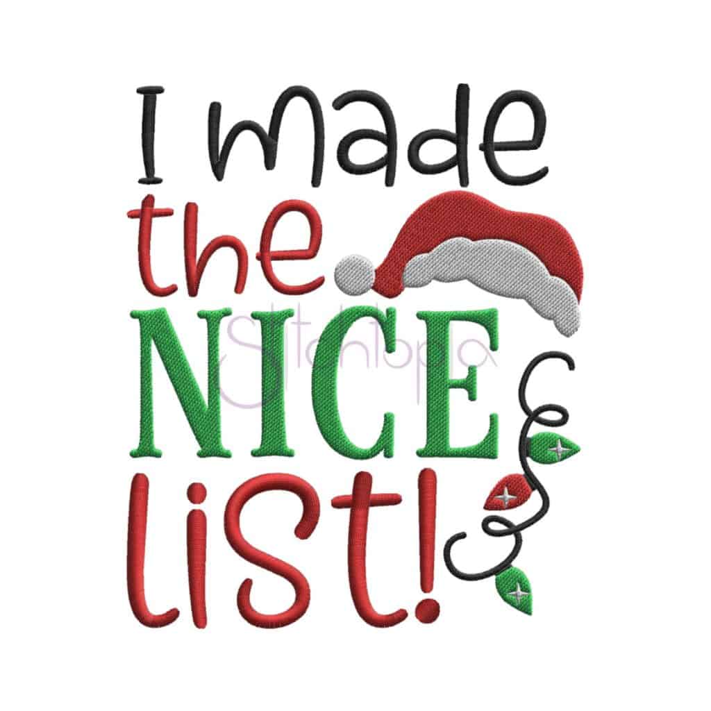 I Made the Nice List Embroidery Design - Stitchtopia