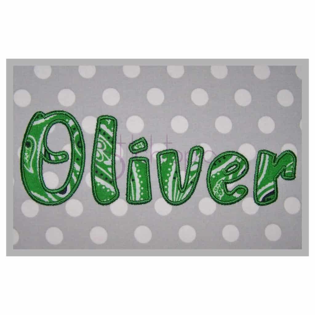 Oliver Applique Font - 2" 3" 4" - Stitchtopia