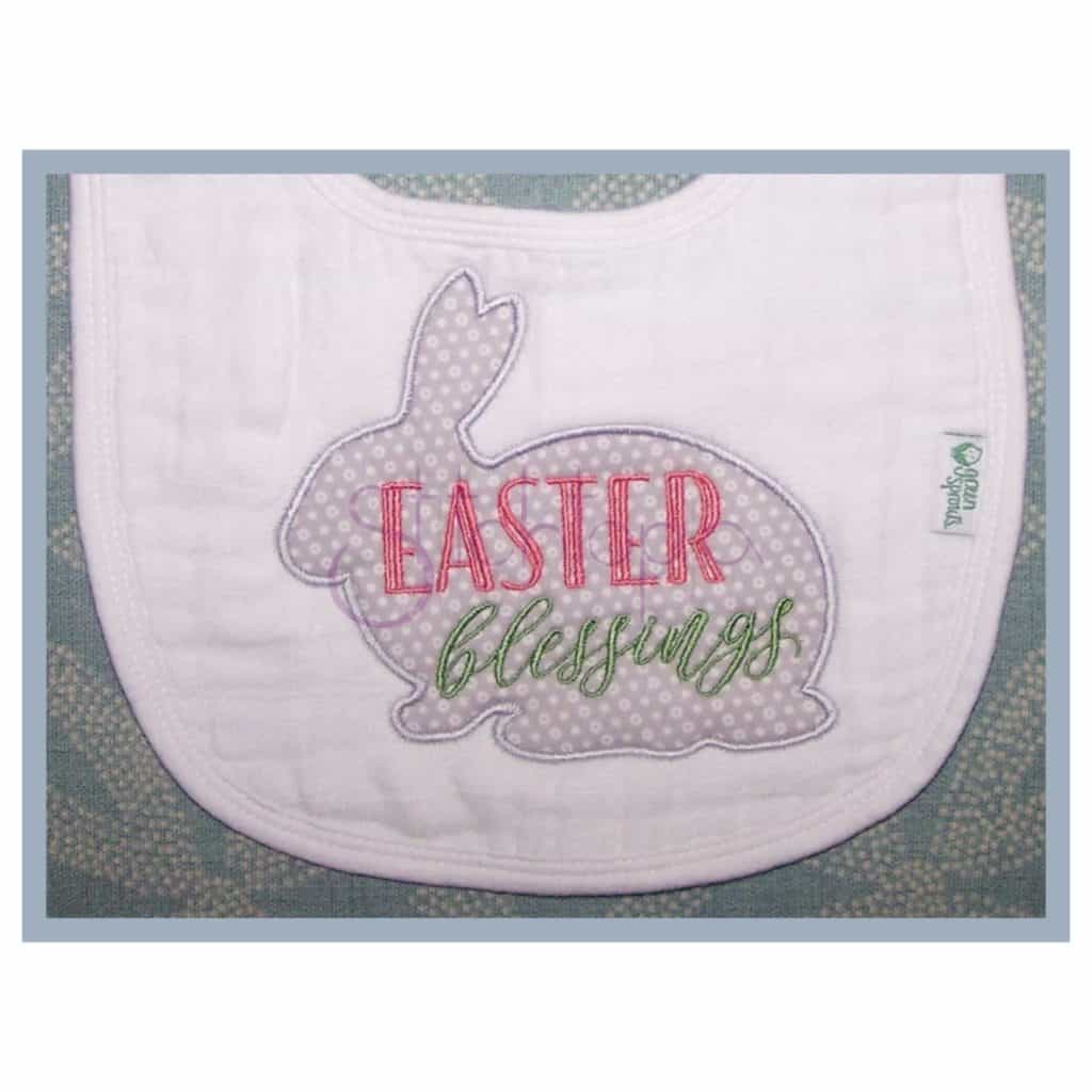 Easter Blessings Bunny Applique Design - Stitchtopia