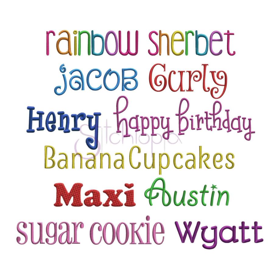 Kid Embroidery Font Bundle - 10 Fonts - Stitchtopia