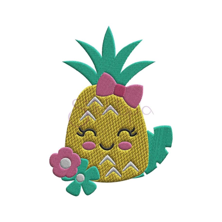 Happy Pineapple Embroidery Design - Stitchtopia