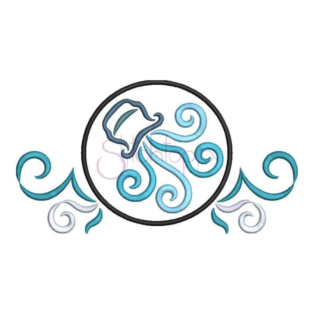 Zodiac Symbol Embroidery Design - Aquarius - Stitchtopia