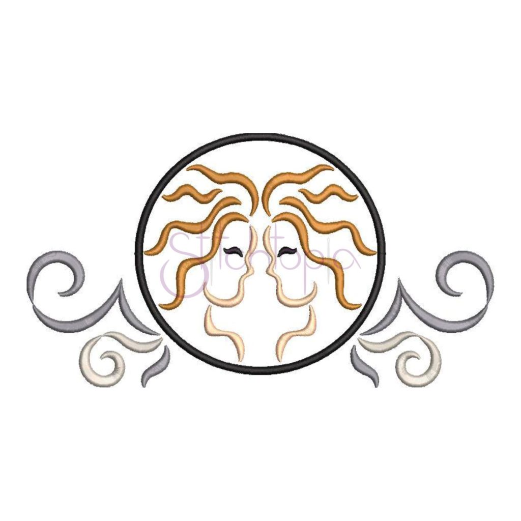 Zodiac Symbol Embroidery Design - Gemini - Stitchtopia
