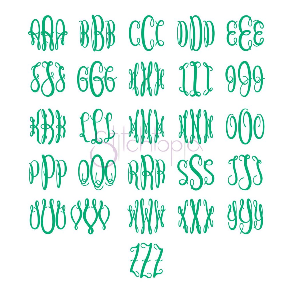Monogram Embroidery Font Bundle #2 - 10 Fonts - Stitchtopia