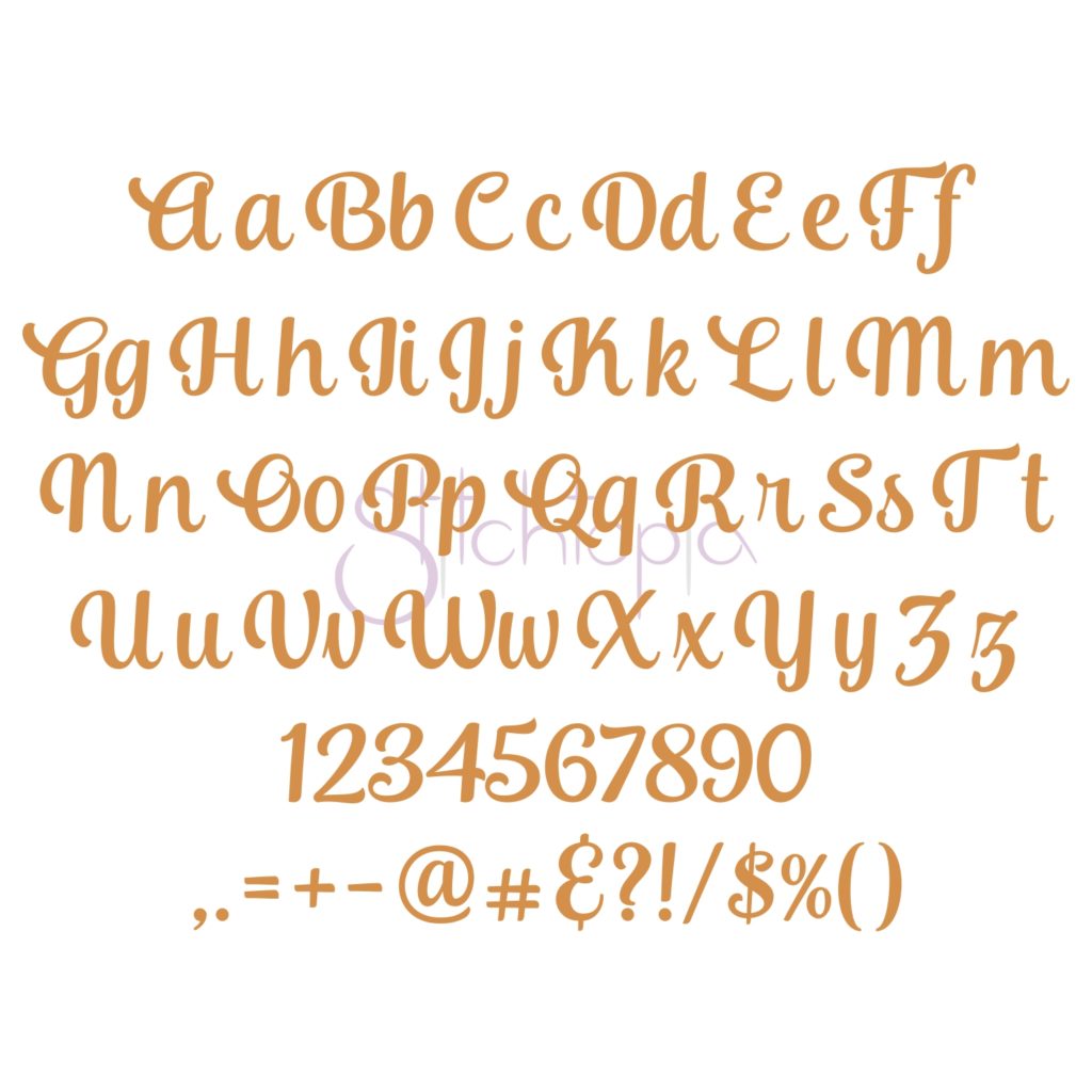 Maple Syrup Embroidery Font - 1" 1.25" 1.5" 2" 2.5" - Stitchtopia