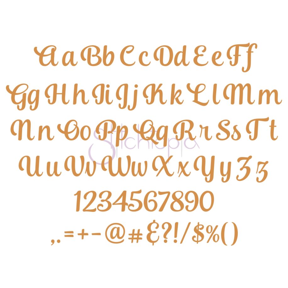 Maple Syrup Embroidery Font - 1" 1.25" 1.5" 2" 2.5" - Stitchtopia