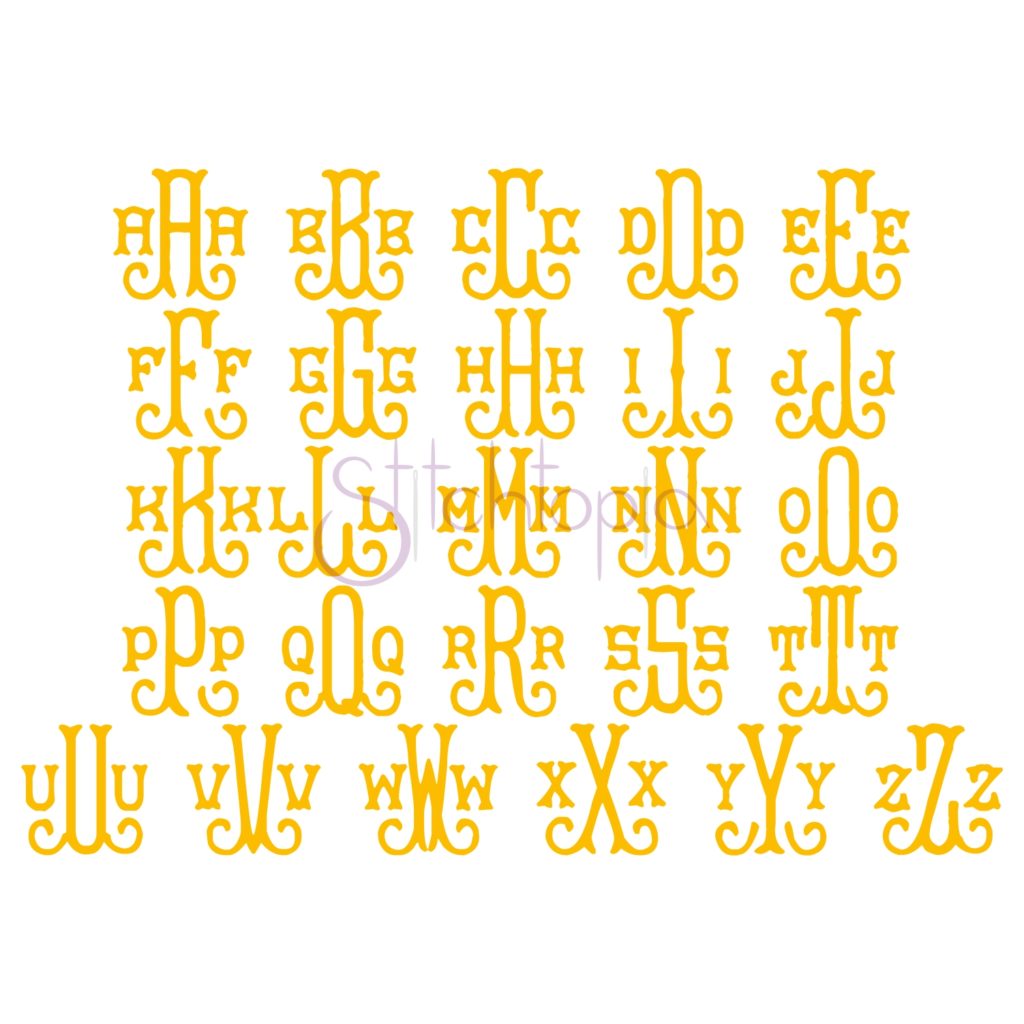 Baroque Embroidery Monogram - 1" 1.25" 1.5" 2" 2.5" 3" - Stitchtopia