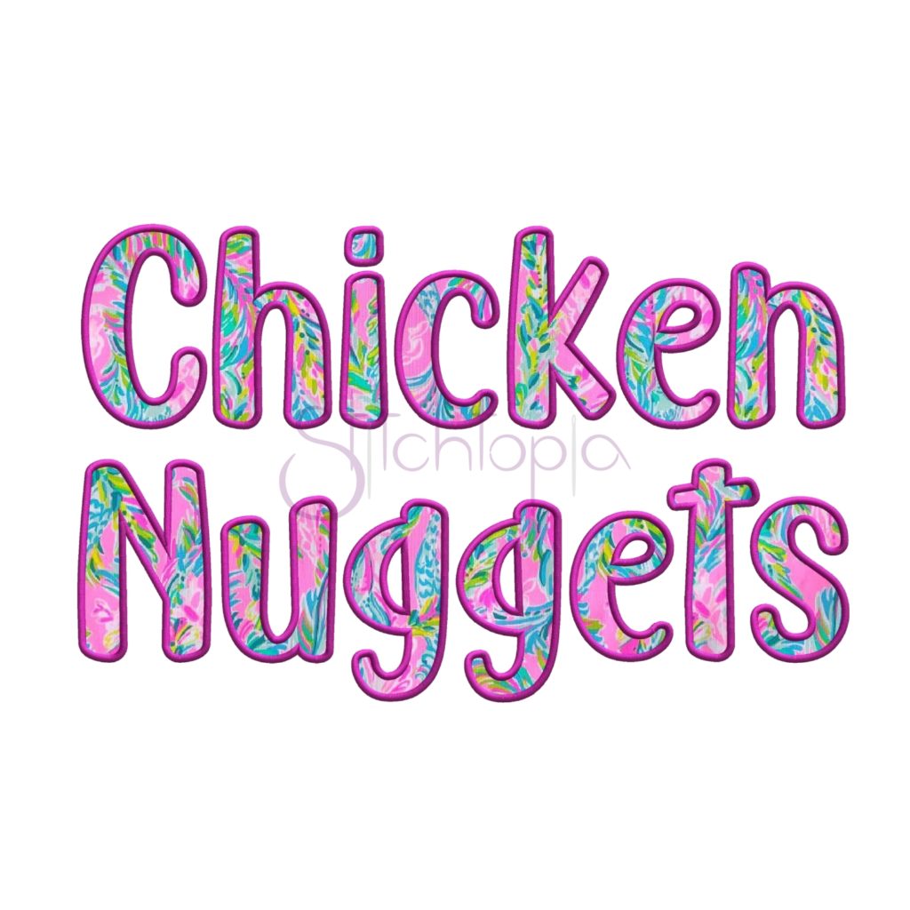 Chicken Nuggets Applique Font - 2" 2.5" 3" 4" - Stitchtopia