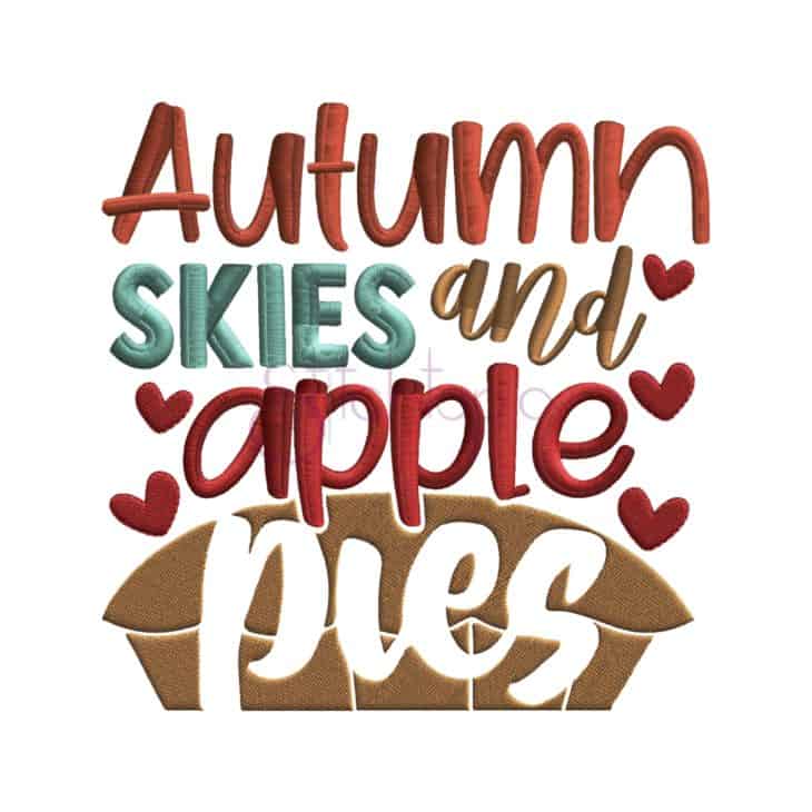 Autumn Skies and Apple Pies Embroidery Design - Stitchtopia