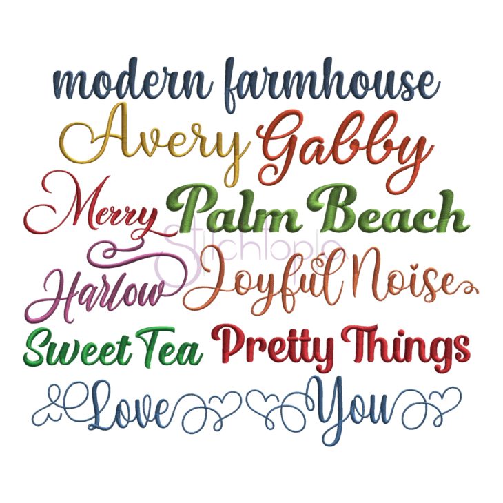 Script Embroidery Font Bundle #6 - 10 Fonts - Stitchtopia
