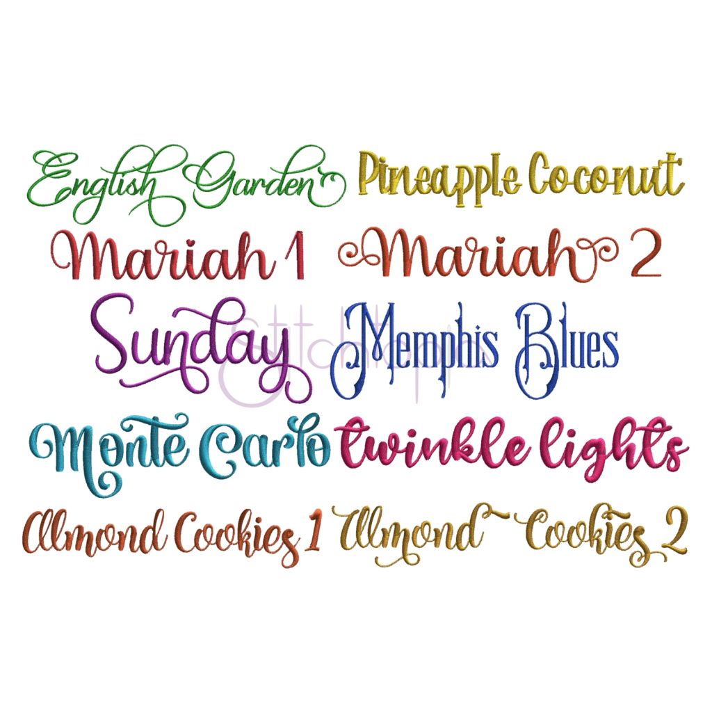 Script Embroidery Font Bundle #8 - 10 Fonts - Stitchtopia