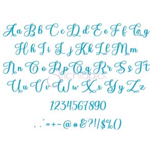 Aqua Blue Embroidery Font 1" 1.25" 1.5" 2" 2.5" - Stitchtopia