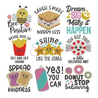 Positivity Pun Embroidery Design Set - Stitchtopia