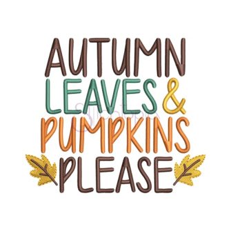 Autumn Leaves & Pumpkins Please Embroidery Design #2 - Stitchtopia