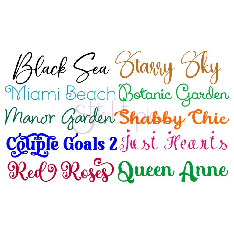 Script Embroidery Font Bundle #16 - 10 Fonts - Stitchtopia