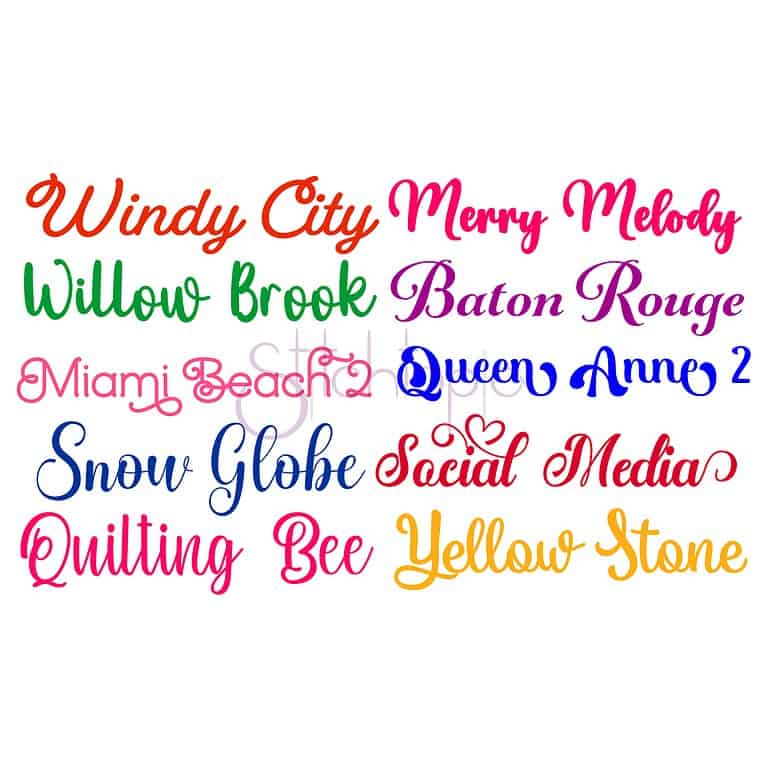 Script Embroidery Font Bundle #17 - 10 Fonts - Stitchtopia