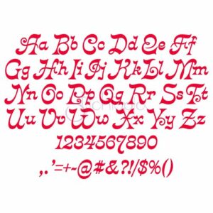 Red Crayon Embroidery Font 1" 1.25" 1.5" 2" 2.5" - Stitchtopia